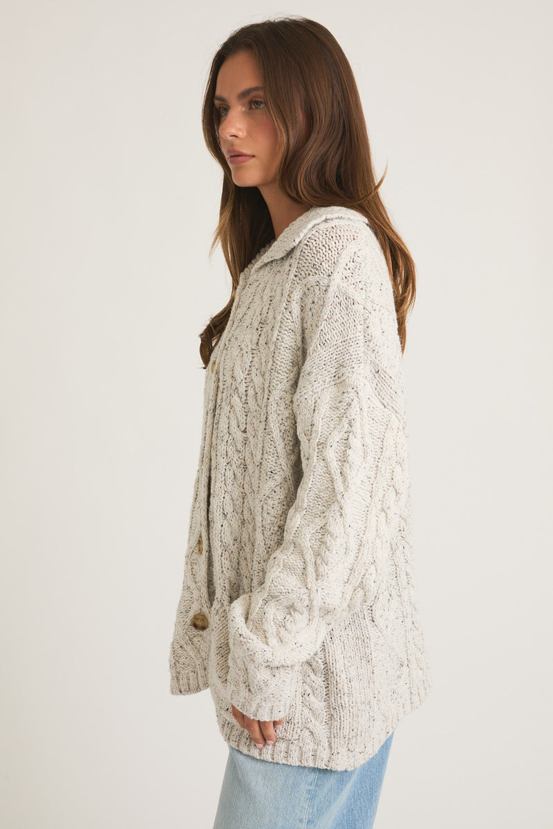 (HEATHER GREY) CABLE KNIT CARDIGAN – Dear Levi