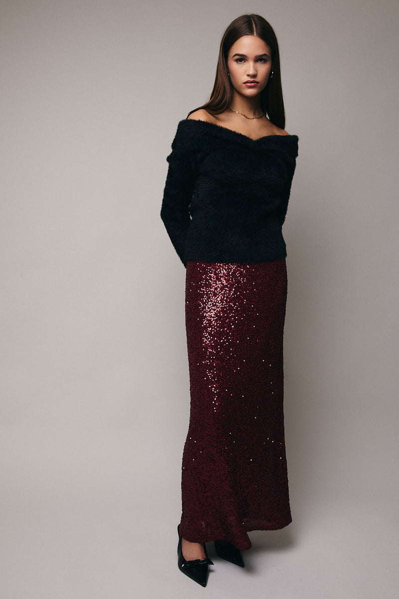 BURGUNDY SEQUIN SKIRT – Dear Levi